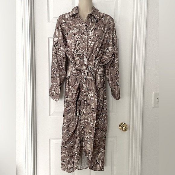 Dresses | Snake Print Button Down Wrap Dress | Poshmark